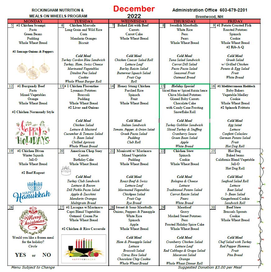 Menu - Rockingham Nutrition & Meals on Wheels